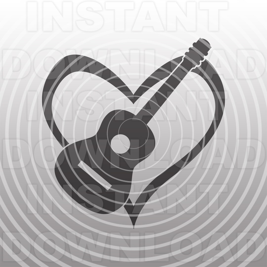 Acoustic Guitar With Heart SVG File,musician Svg,guitarist SVG -vector ...