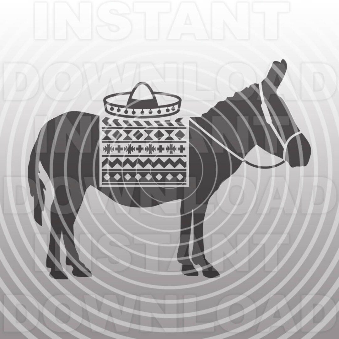 Mexican Burro SVG File,donkey Svg,sombrero Svg -vector Art Commercial ...