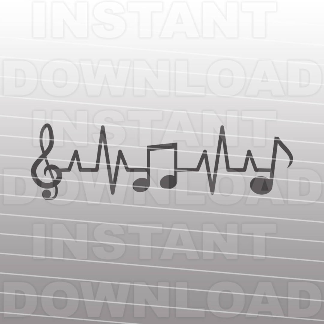 Heartbeat Music Notes SVG File,music Lover Svg,marching Band Svg ...