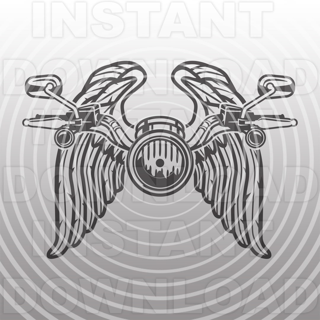 Motorcycle Handlebars With Angel Wings SVG File,motorcycle Memorial SVG ...