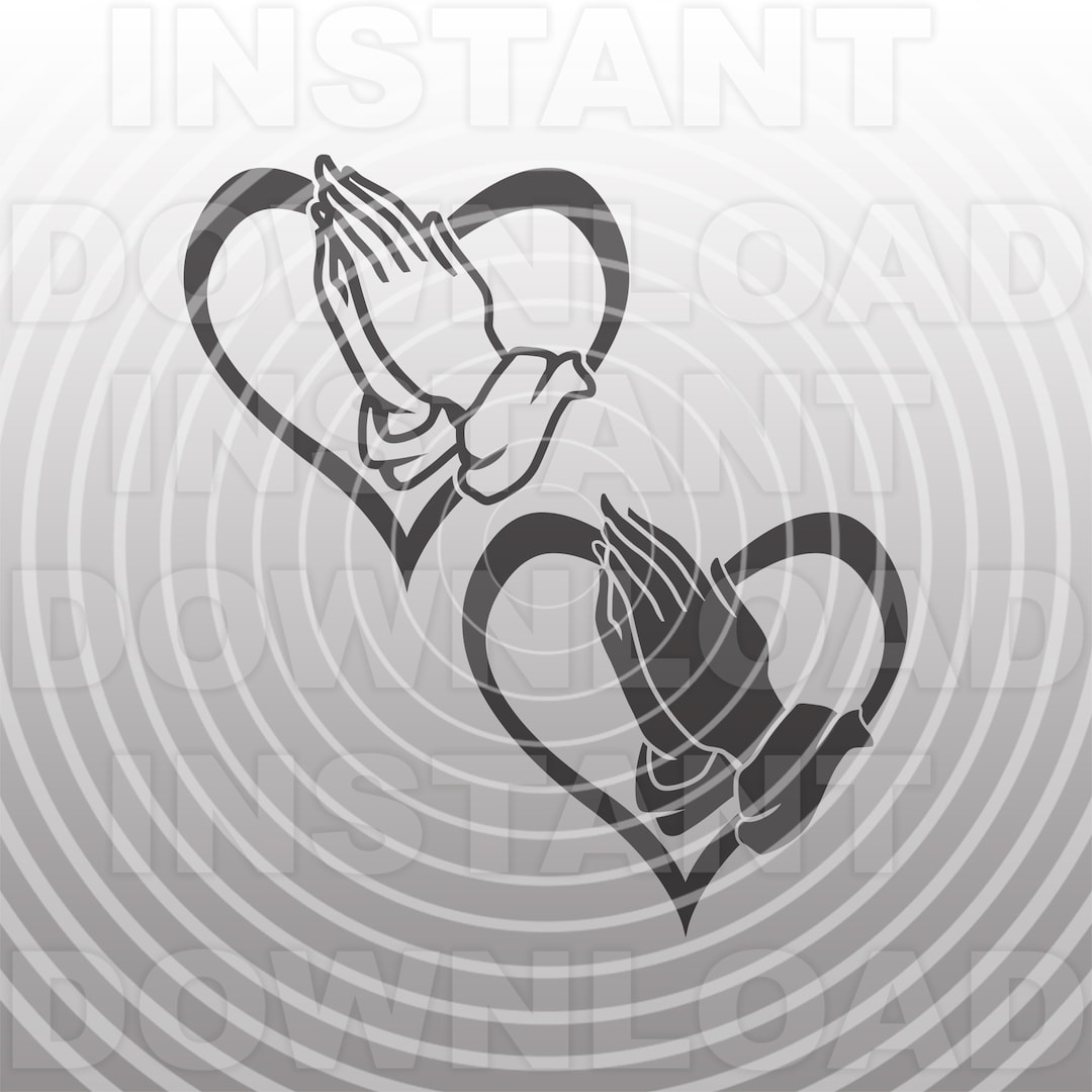 Praying Hands With Heart SVG File,christian Svg,bible Study Svg,sunday ...
