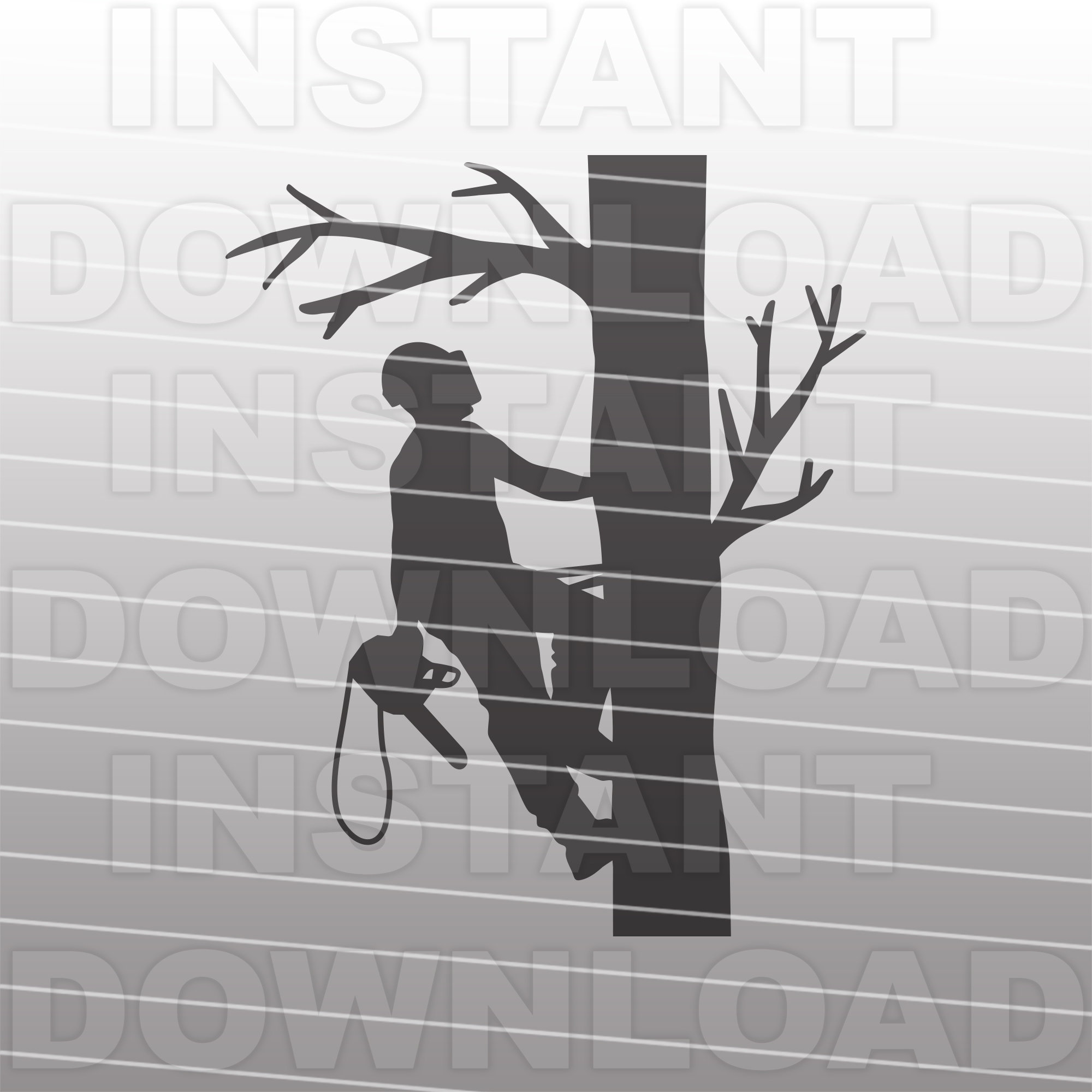 Tree Cutter Climbing Tree With Chainsaw SVG Filetree Trimmer - Etsy