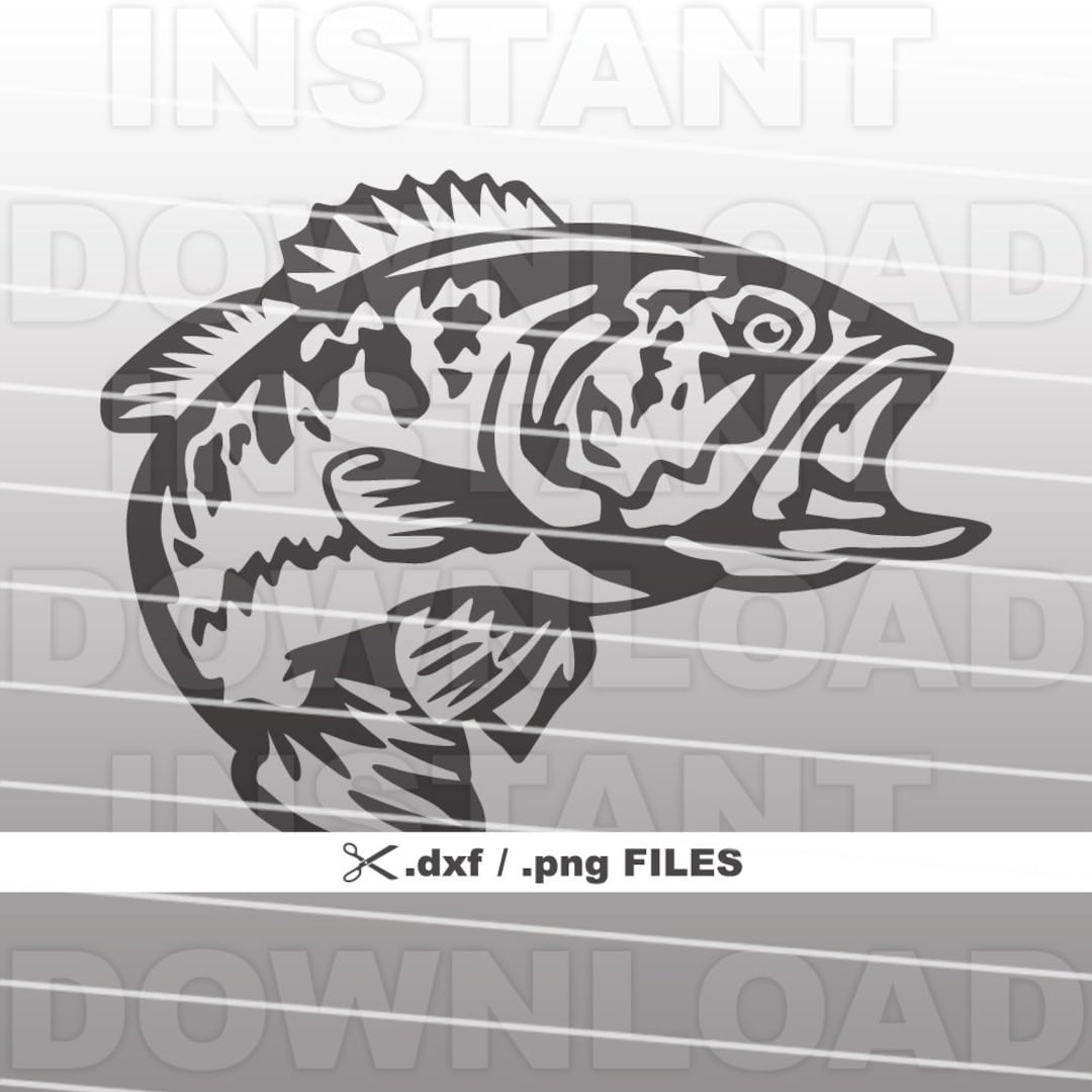 Fishing DXF File,bass Dxf,largemouth Bass DXF File-vector Clip Art Png ...