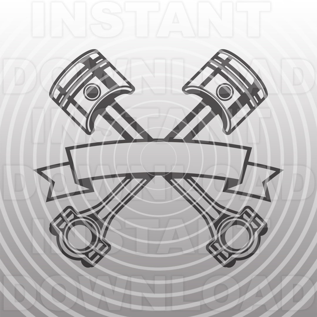 Crossed Pistons With Banner SVG File,car Mechanic Garage Svg -vector ...