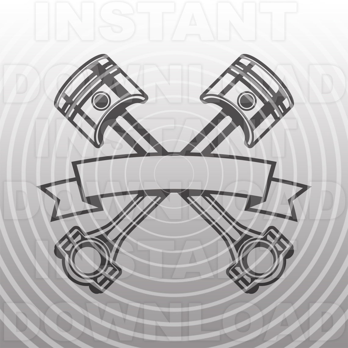 Crossed Pistons With Banner SVG File,car Mechanic Garage Svg -vector ...