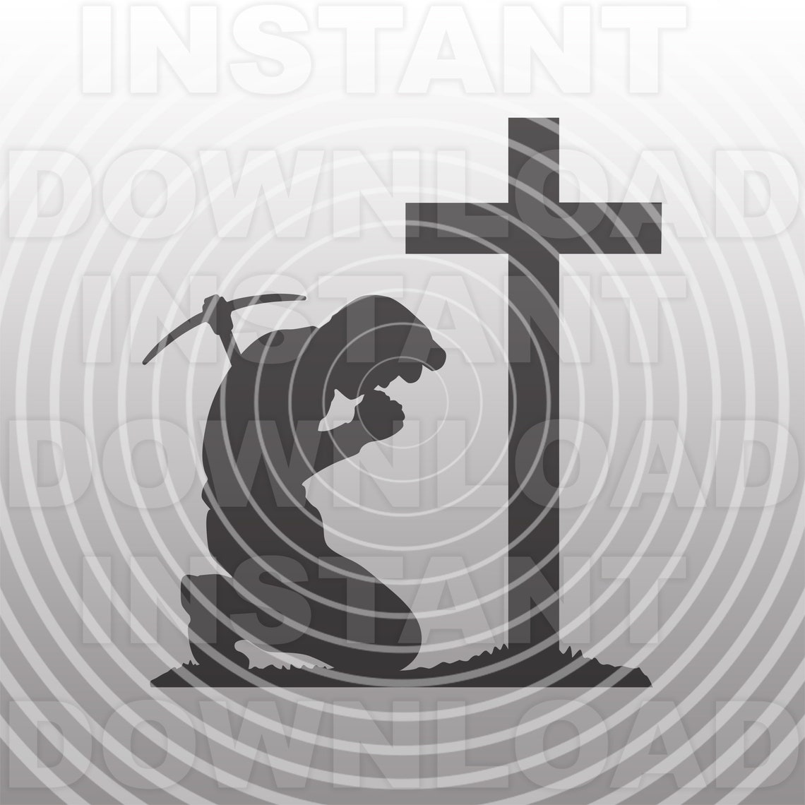 Coal Miner Kneeling Praying at Memorial Cross SVG File -vector Art ...