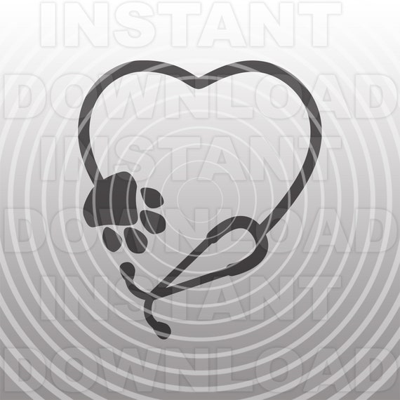 Veterinary Technician Paw Print Heart Stethoscope SVG File | Etsy