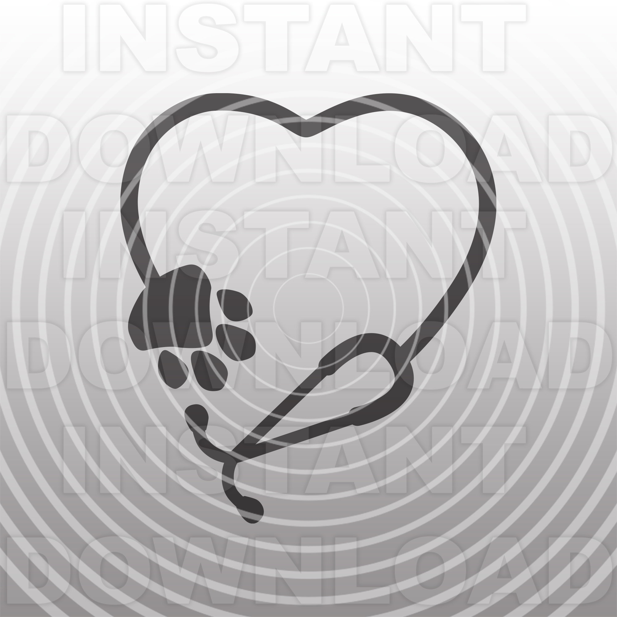 Veterinary Technician Paw Print Heart Stethoscope SVG File | Etsy