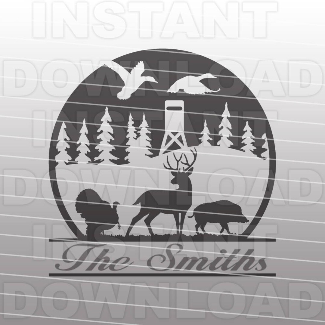 Hunting Monogram SVG File,duck Svg,buck SVG File,turkey Svg File ...