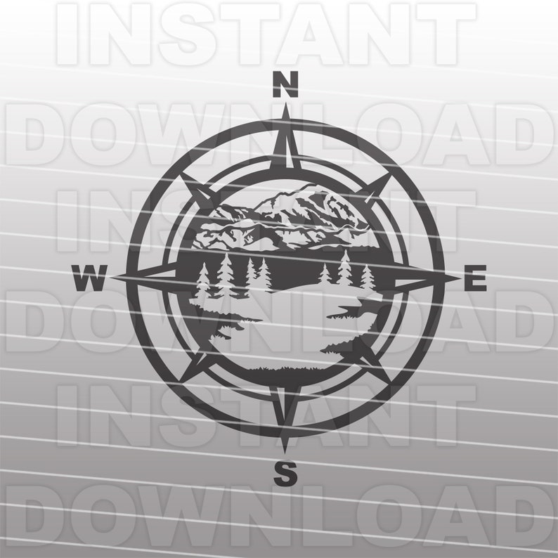 Compass Round Mountain Scene SVG Filemountain Frame - Etsy
