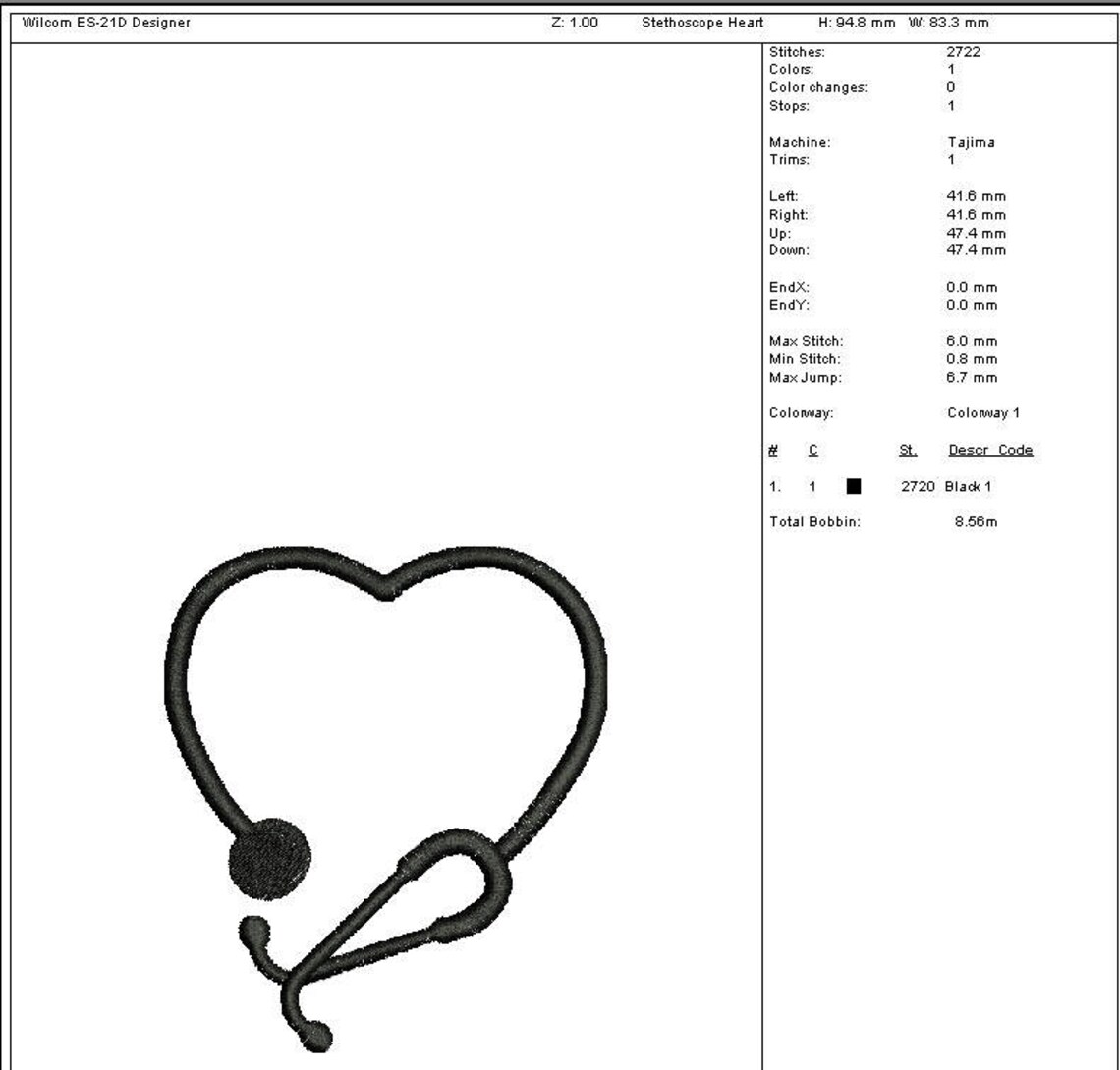 Nursing Nurse Stethoscope Heart Machine Embroidery Design Download ...