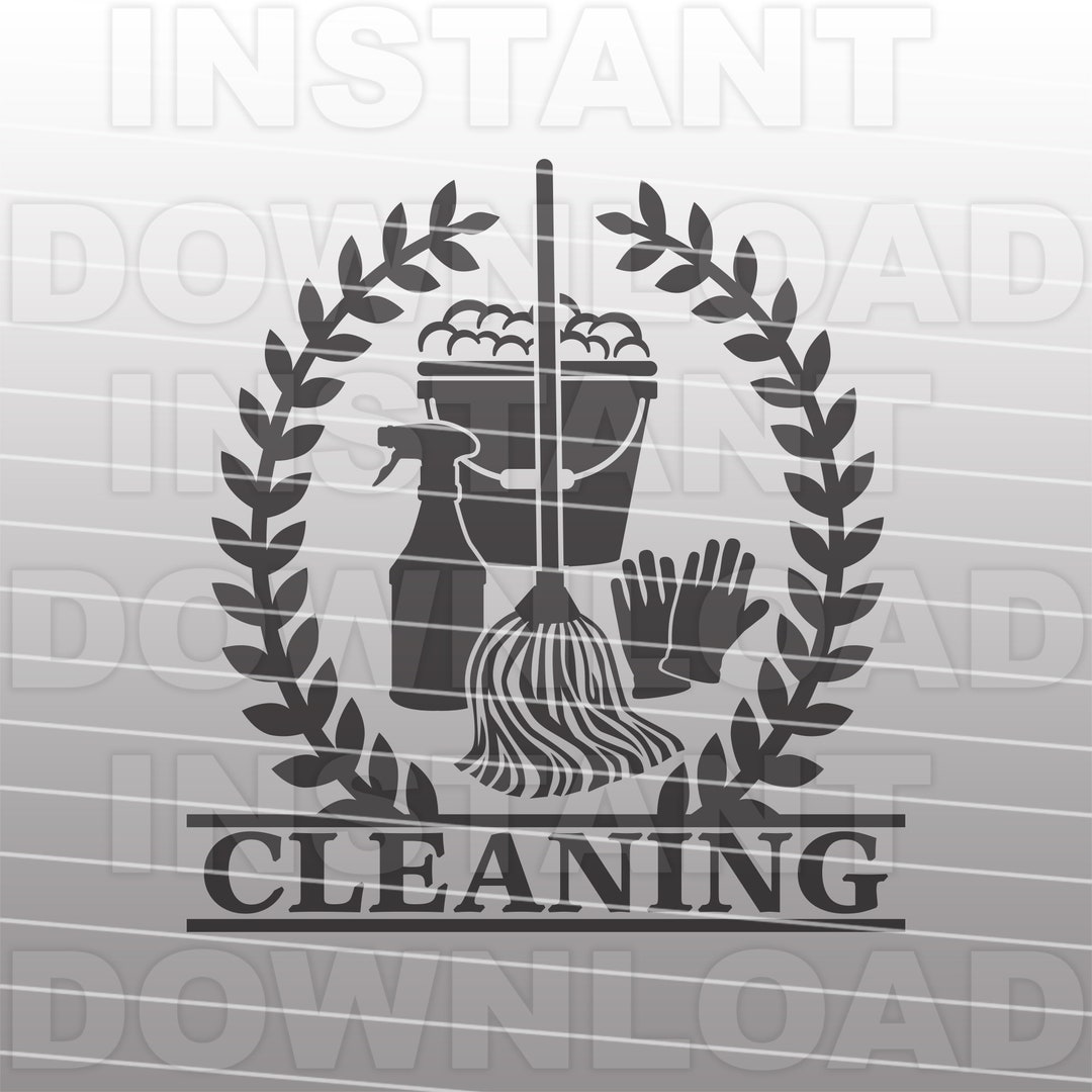 House Cleaning Logo Design With Laurel Wreath SVG File,housekeeping ...
