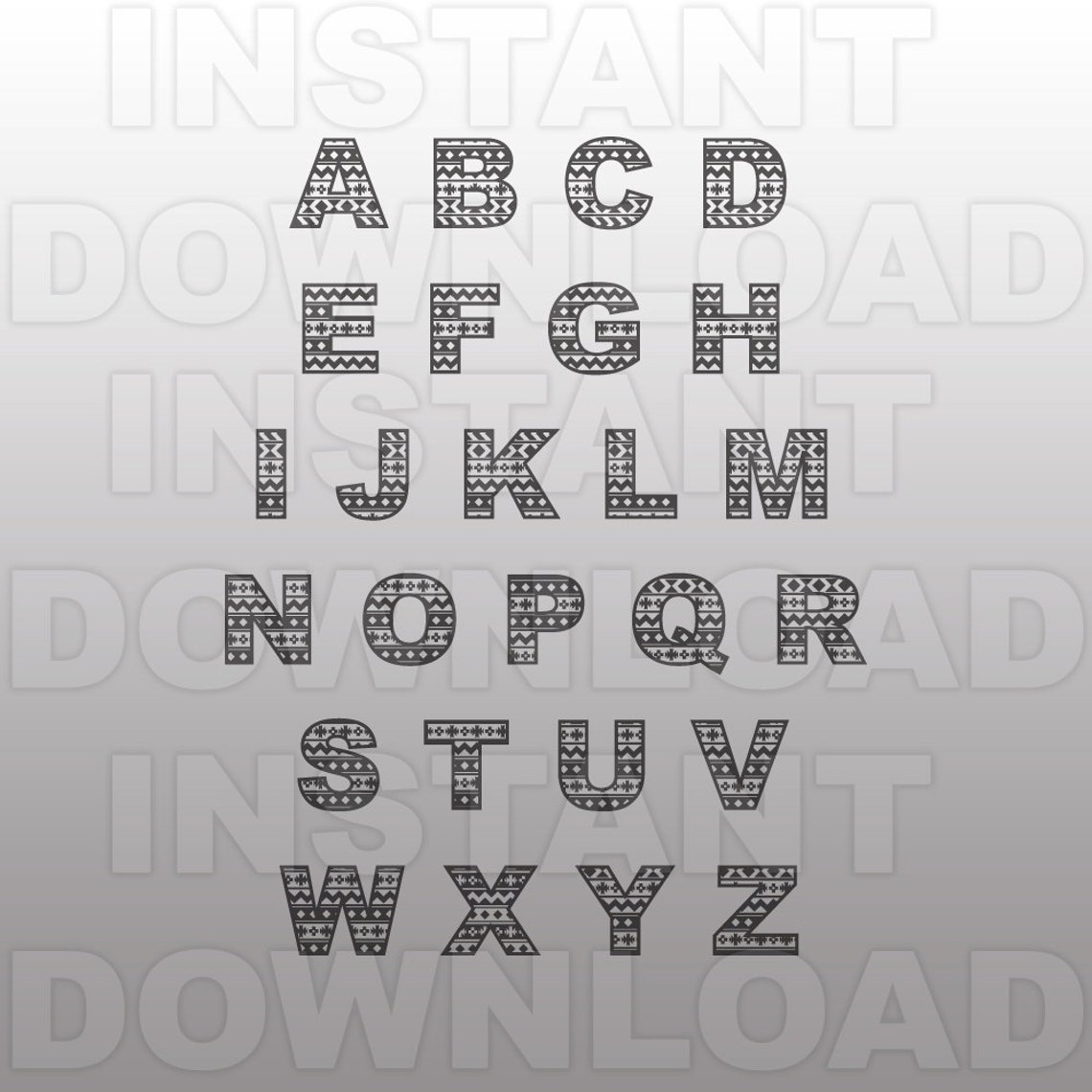 Aztec Tribal Font SVG Aztec Alphabet SVG File Monogram SVG - Etsy