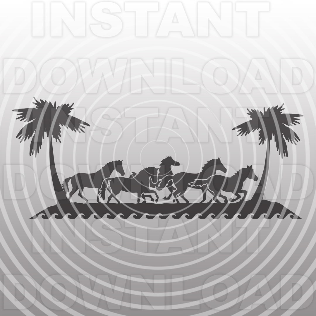 Wild Horse Running on the Beach SVG File,mustangs Running Svg -vector ...