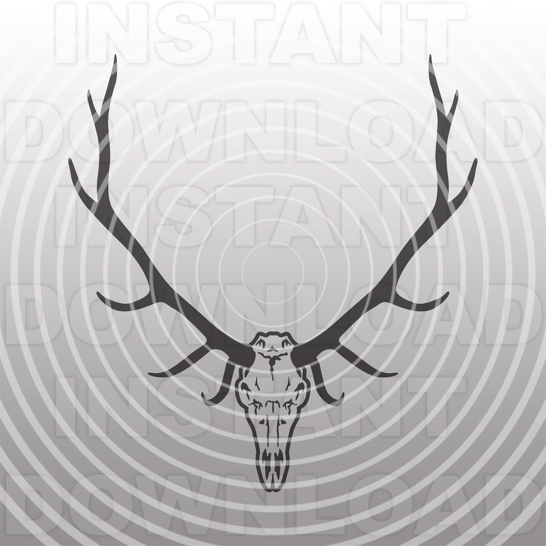 Realistic Bull Elk Skull and Antlers SVG File -vector Clip Art ...