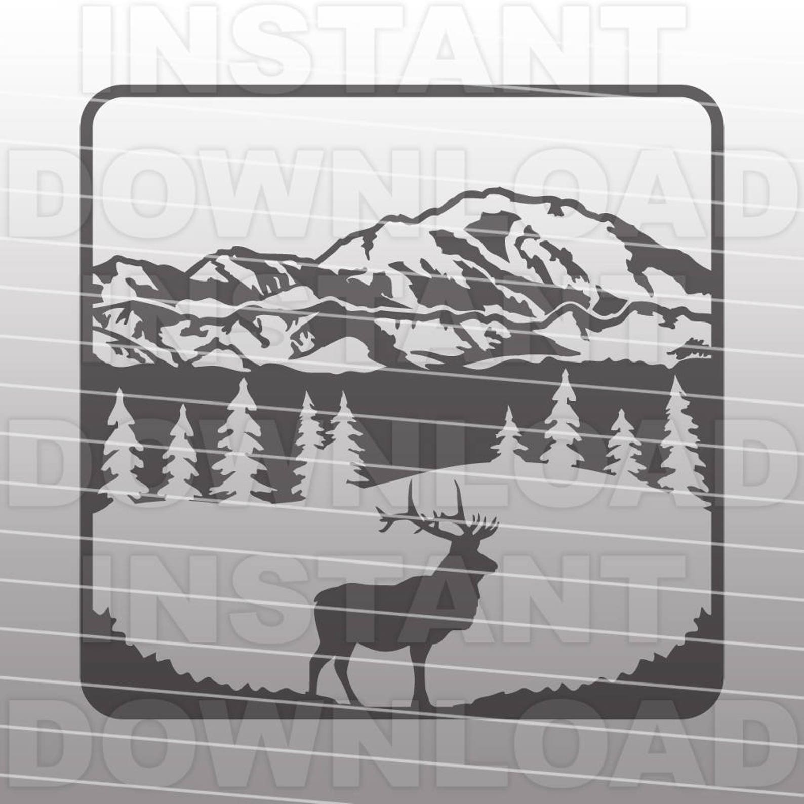 Elk Svgelk Mountain Frame SVG File-cutting Template-clip Art - Etsy