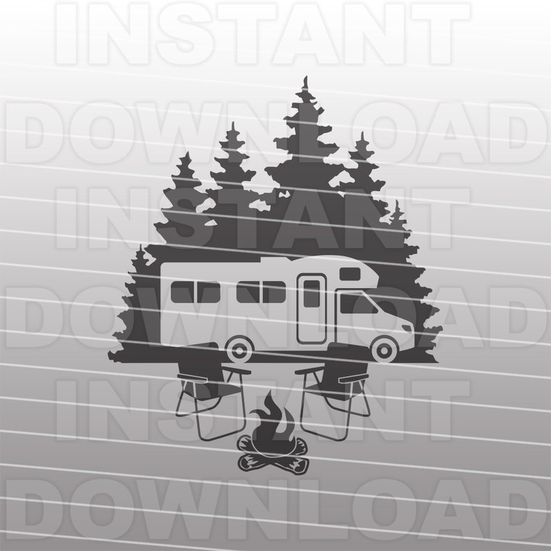 Class C Motorhome Camper With Campfire SVG File -vector Art Commercial ...