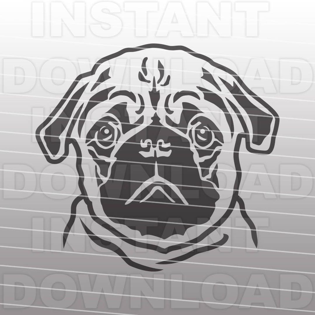 Pug SVG File,pug Face Svg,pug Cut File,dog Svg -vector Art for ...