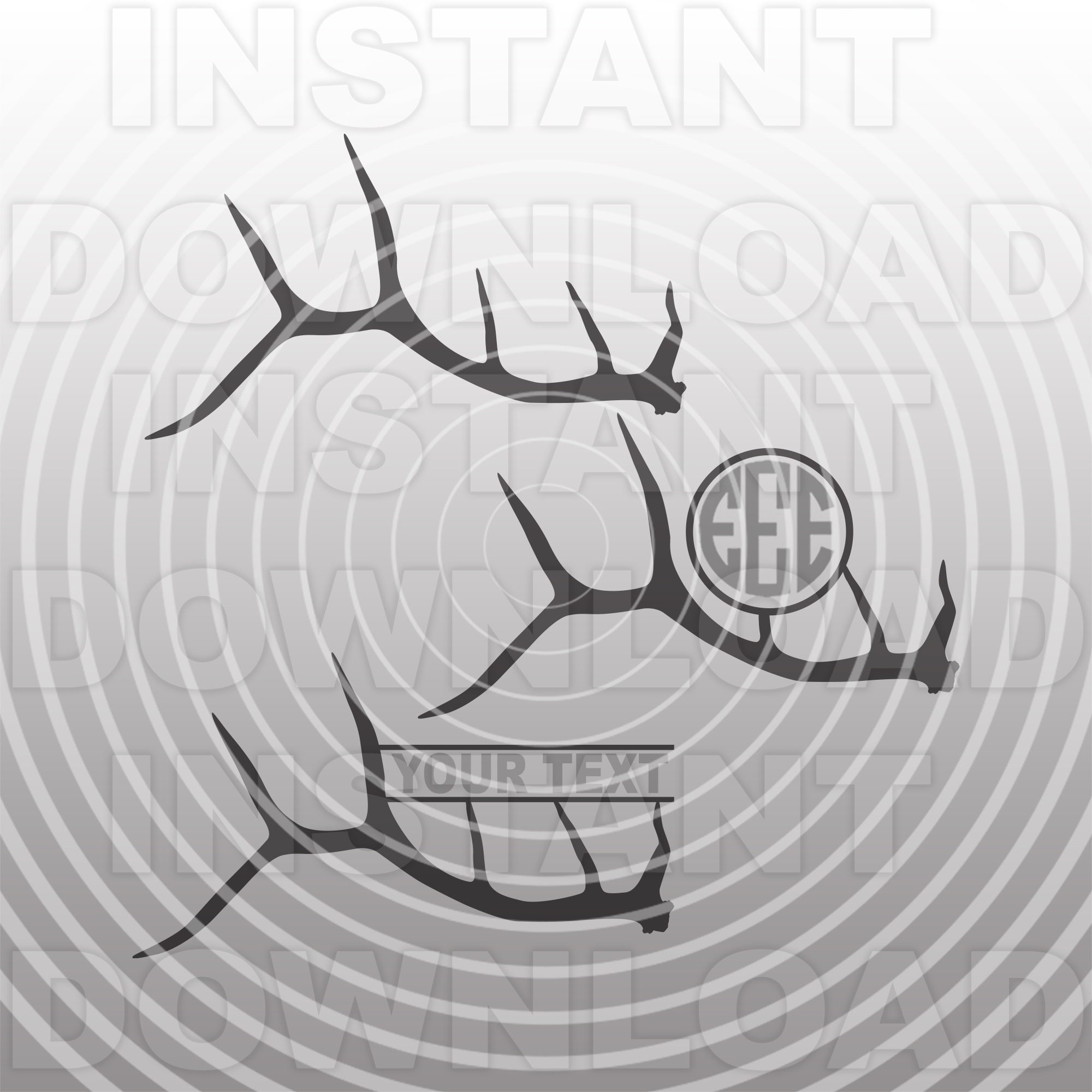 Bull Elk Antlers SVG File,elk Antlers Monogram SVG -vector Art ...