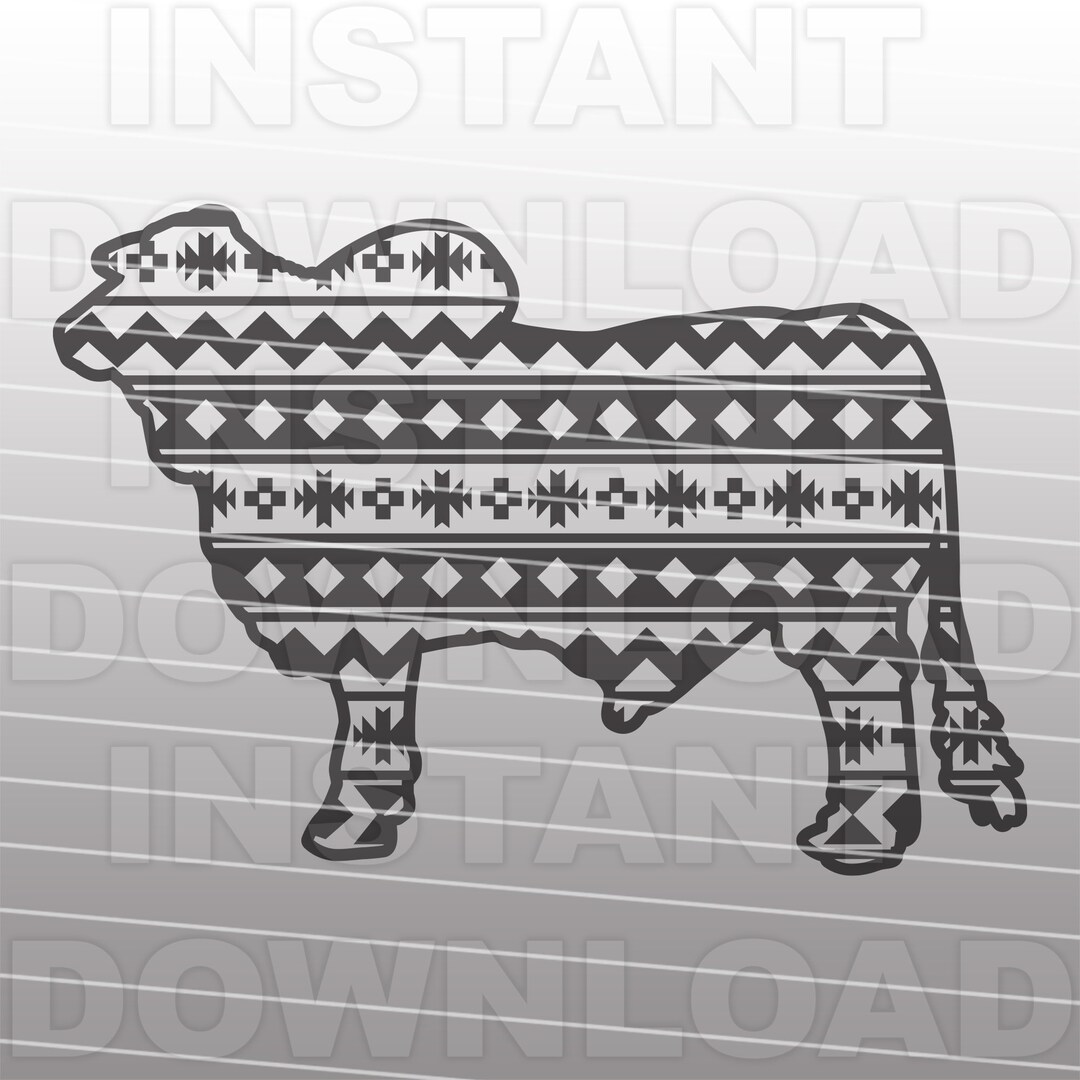Brahman Bull With Southwest Aztec Pattern SVG File,cattle Svg,livestock ...