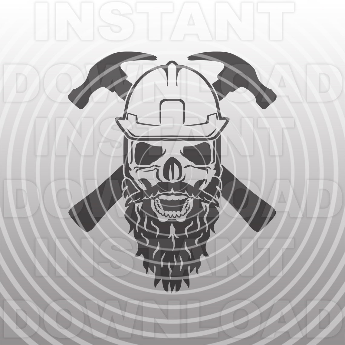 Carpenter Skull With Hard Hat and Beard SVG Filehandyman Svg | Etsy