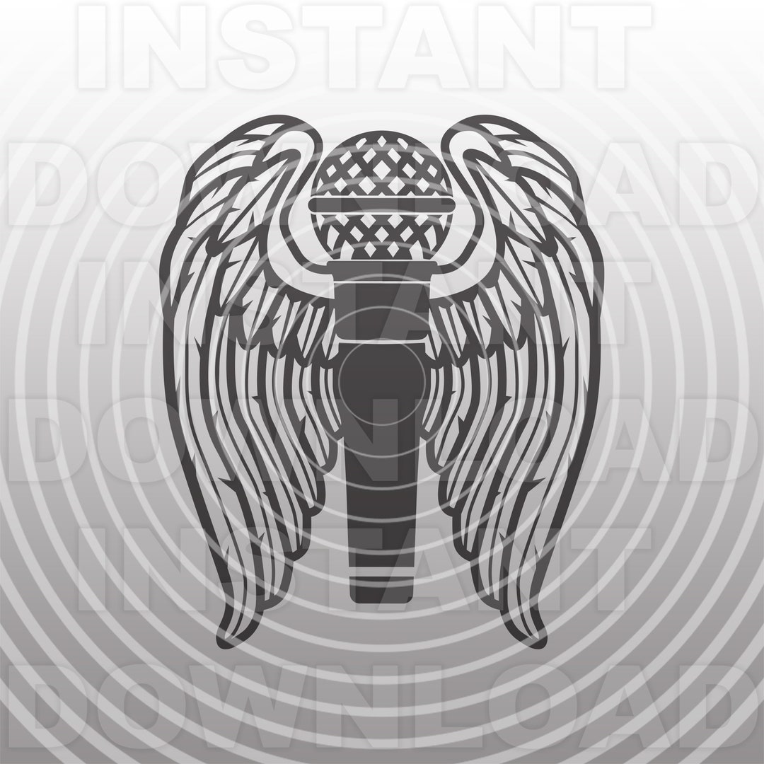 Microphone With Wings SVG File,karaoke Svg,singer Svg,choir Svg,music ...