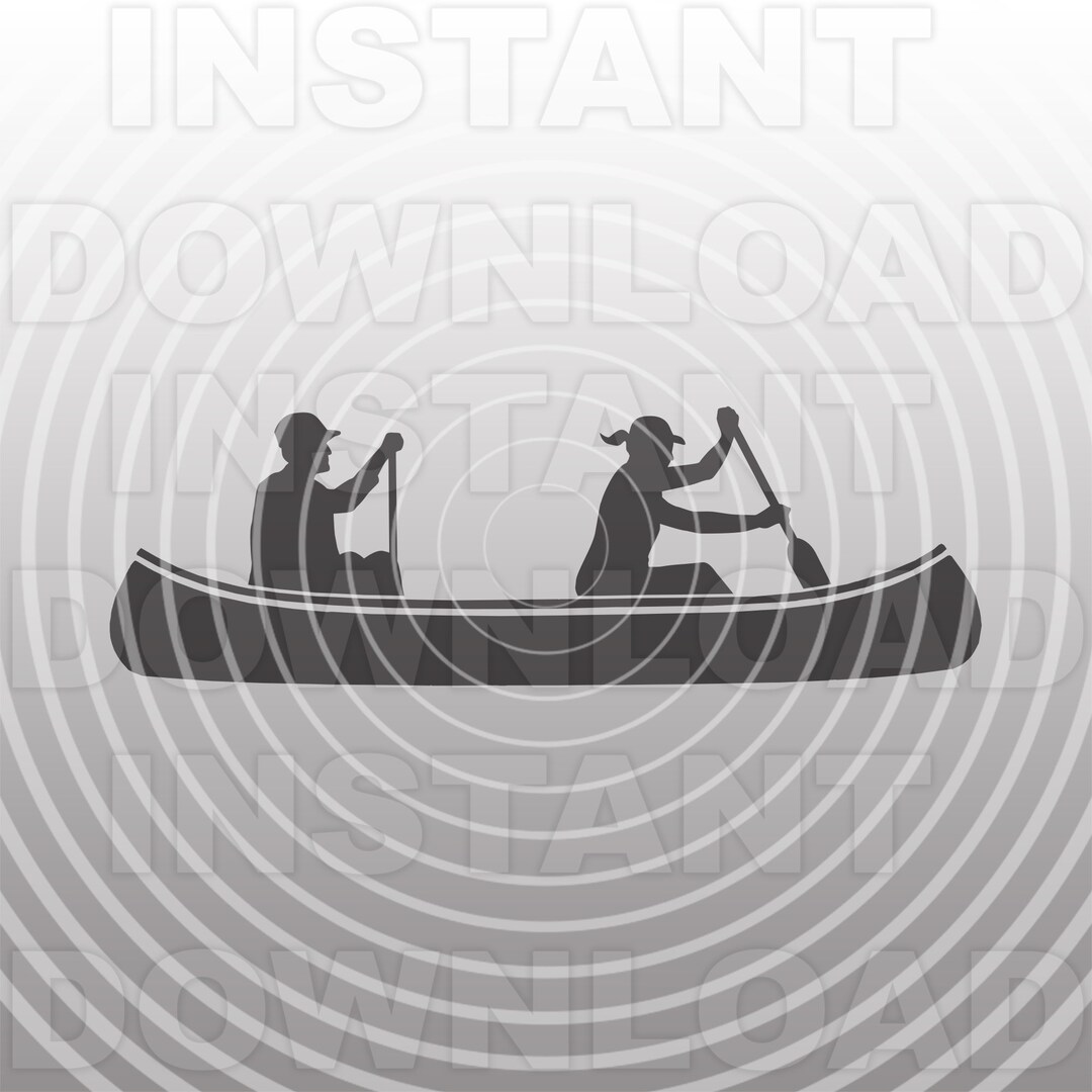 Male and Female in Canoe SVG File,couple Canoeing Svg,tandem Canoe Svg ...