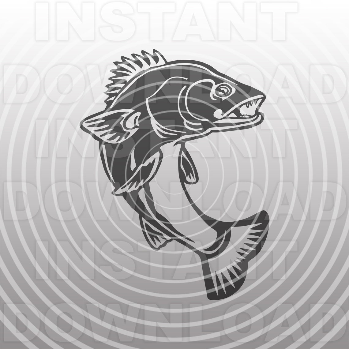 Walleye Jumping SVG File,yellow Pike Svg,fishing Svg,fisherman Svg ...