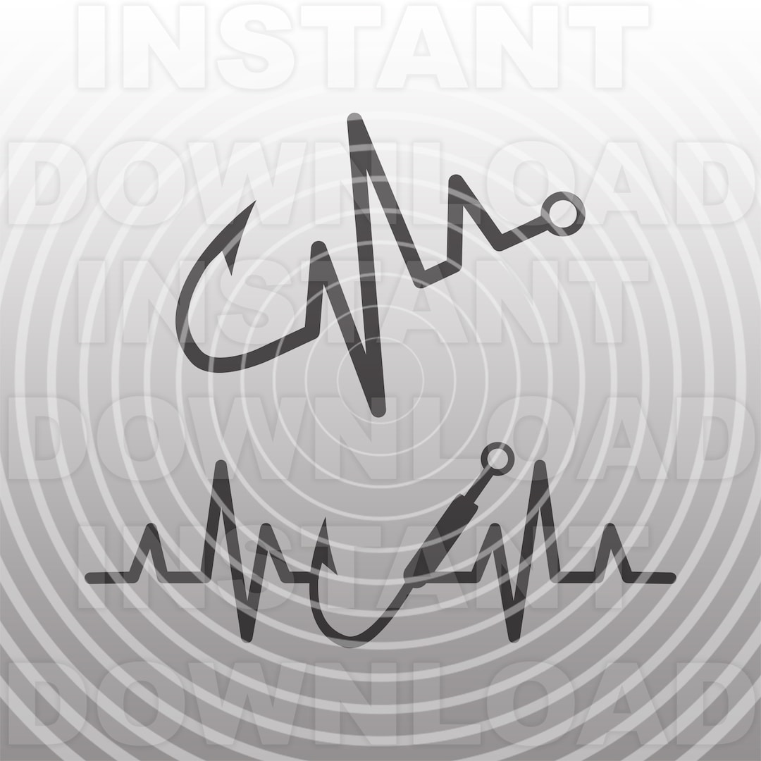 Fisherman Fish Hook EKG Heartbeat Pulse SVG File -vector Art Commercial ...