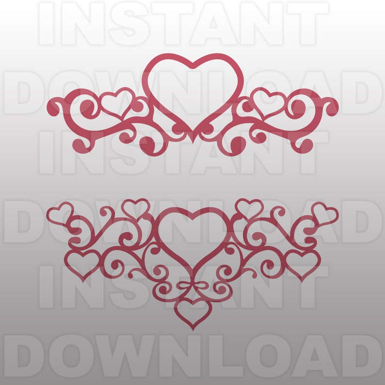 Fancy Valentines Heart Flourish Svg File Commercial And Etsy Uk