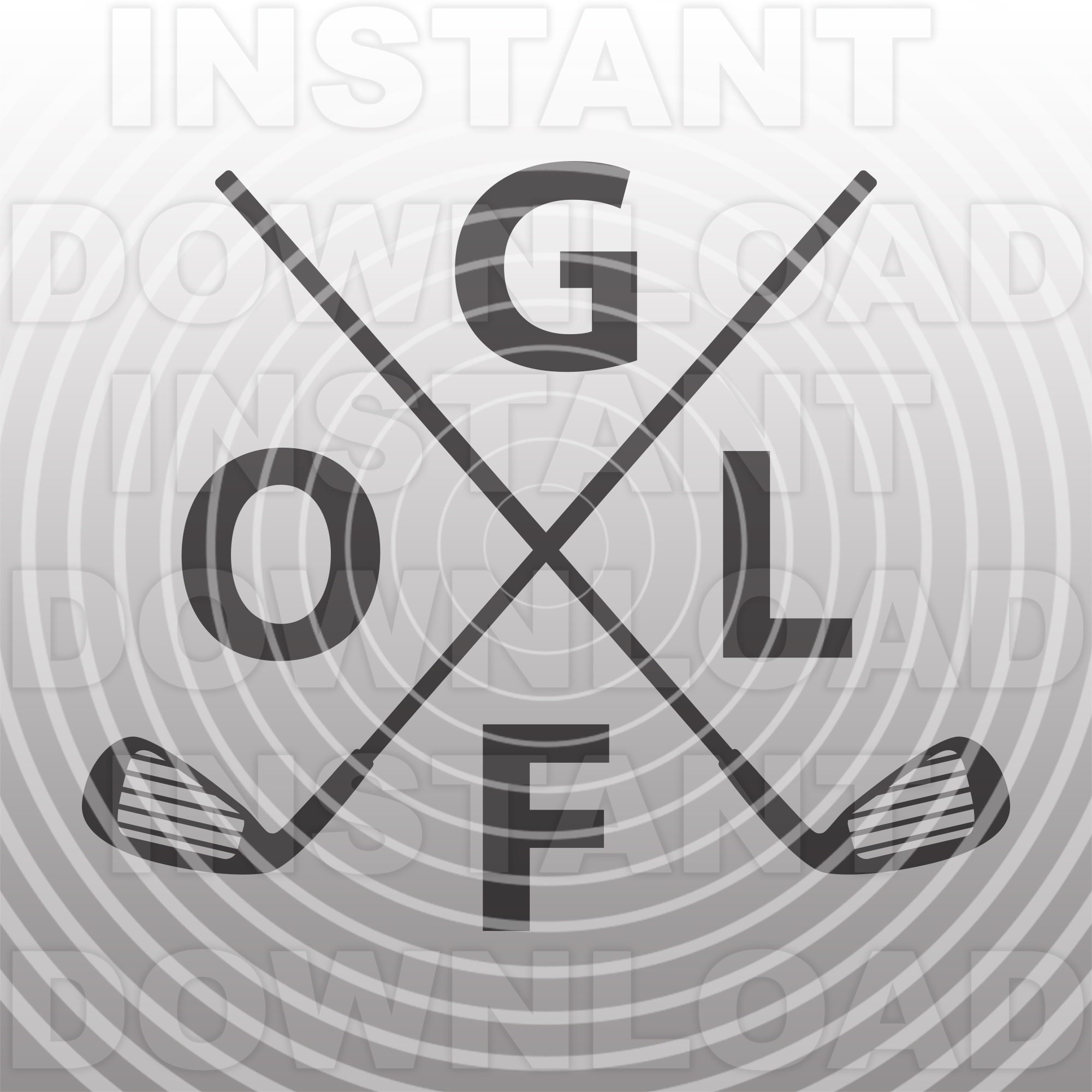 Golf Clubs Crossed Silhouette