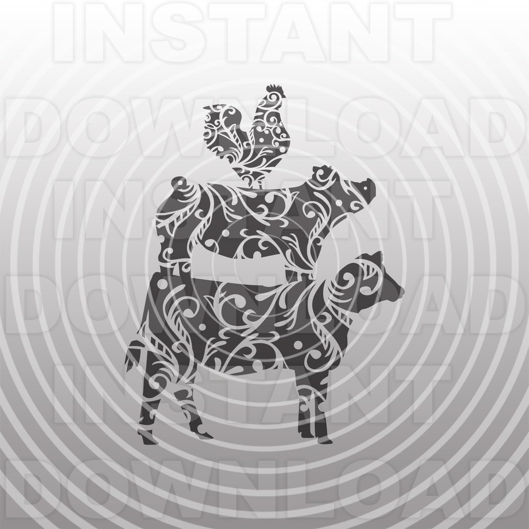 Stacked Farm Animals Filigree SVG File,cow Svg,pig Svg,chicken Svg ...