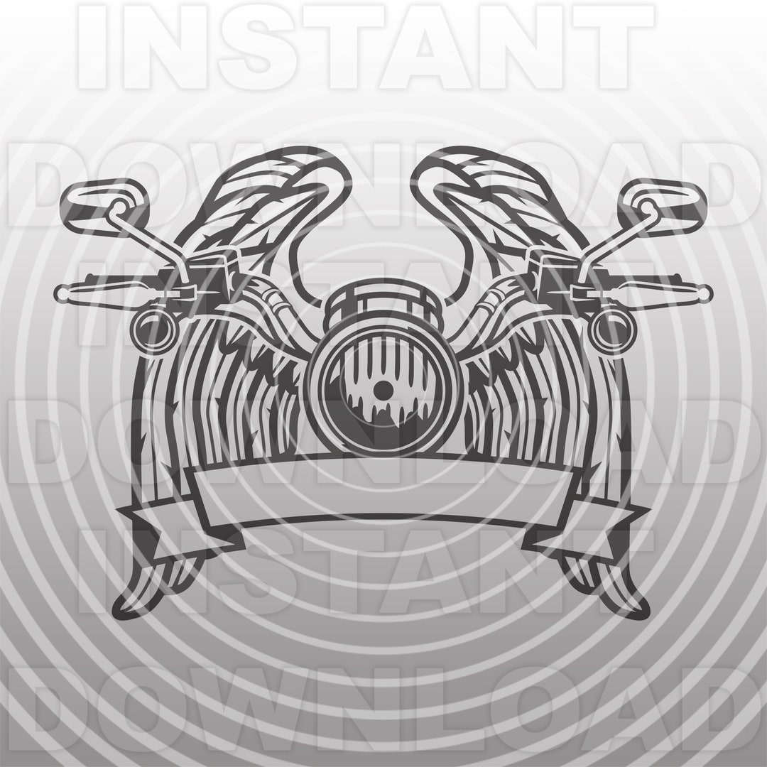 Motorcycle Handlebars With Banner and Angel Wings SVG File -vector Art ...