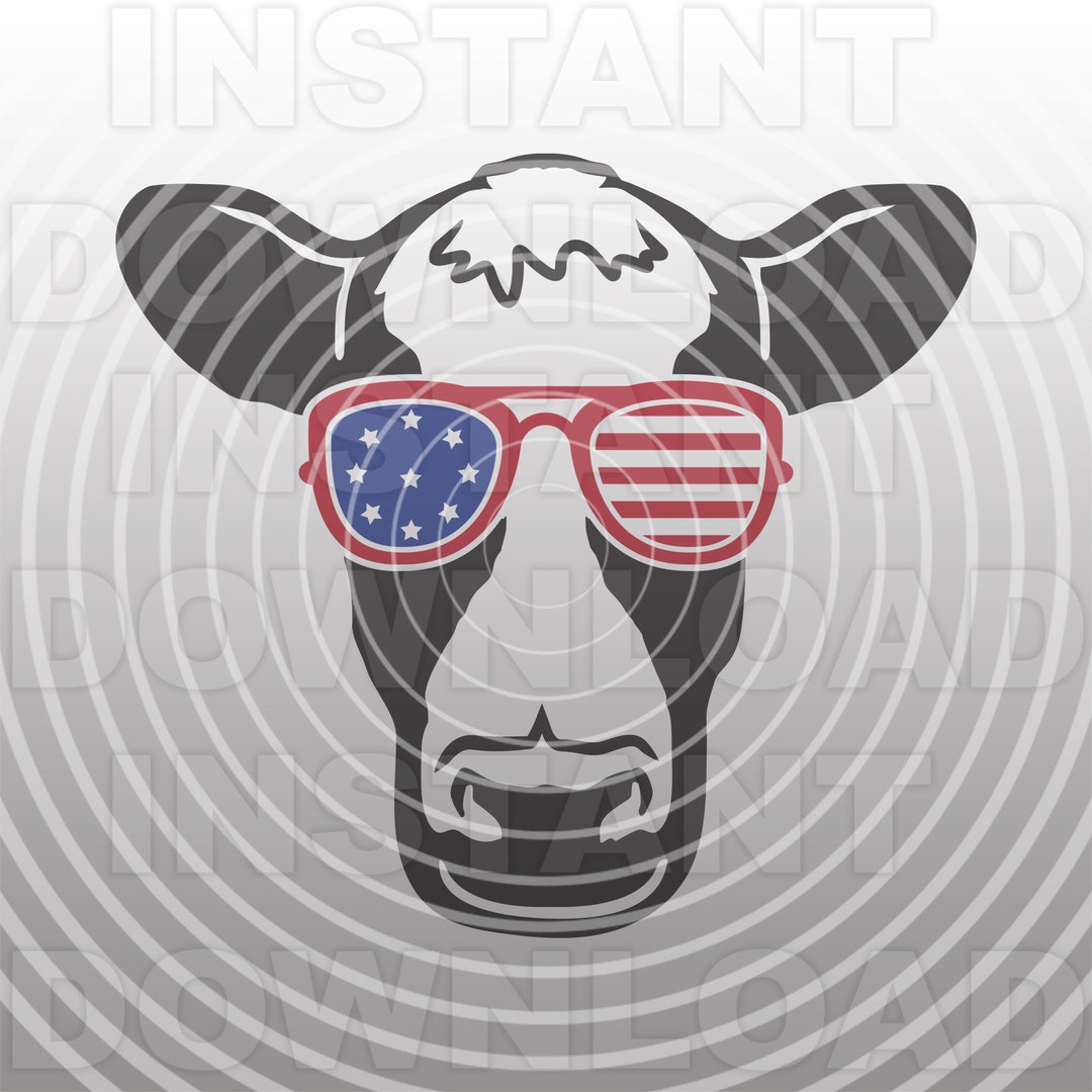 Cow SVG File,dairy Cow Wearing USA Sunglasses Svg,cow Face Svg ...