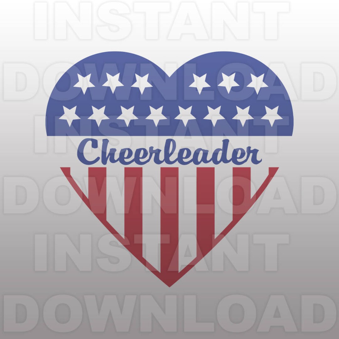 Cheer SVG File,cheerleading Patriotic Heart SVG,USA Ladies Tshirt Svg ...
