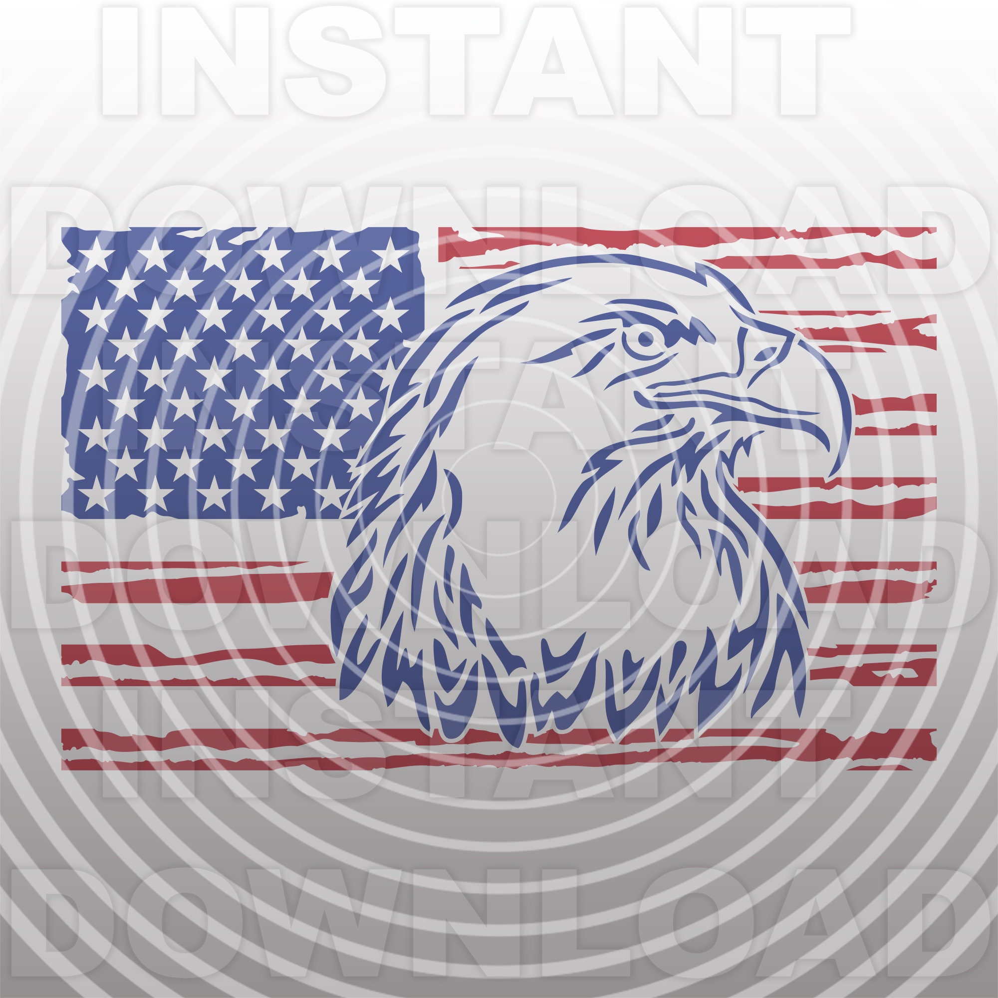 Patriotic Eagle Distressed USA Flag SVGBald Eagle Head SVG | Etsy