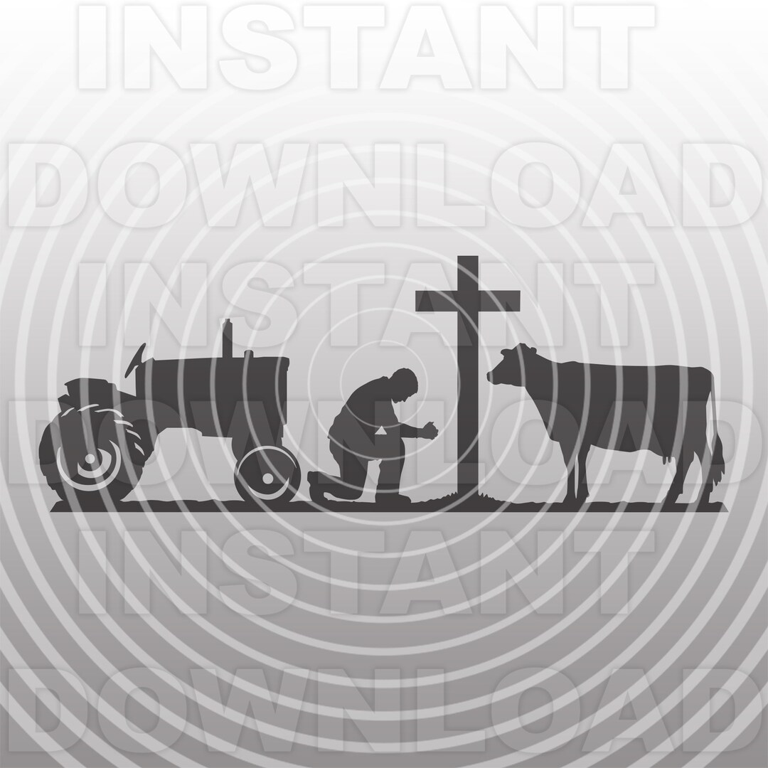 Farmer and Tractor With Holstein Dairy Cow Kneeling Praying at Memorial ...