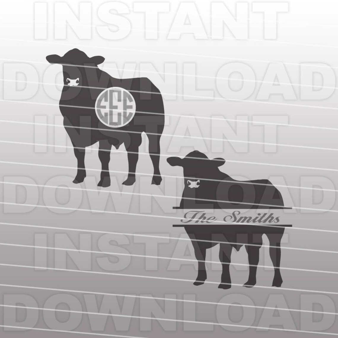 Angus Bull Monogram SVG File Cattle SVG Vector Art - Etsy
