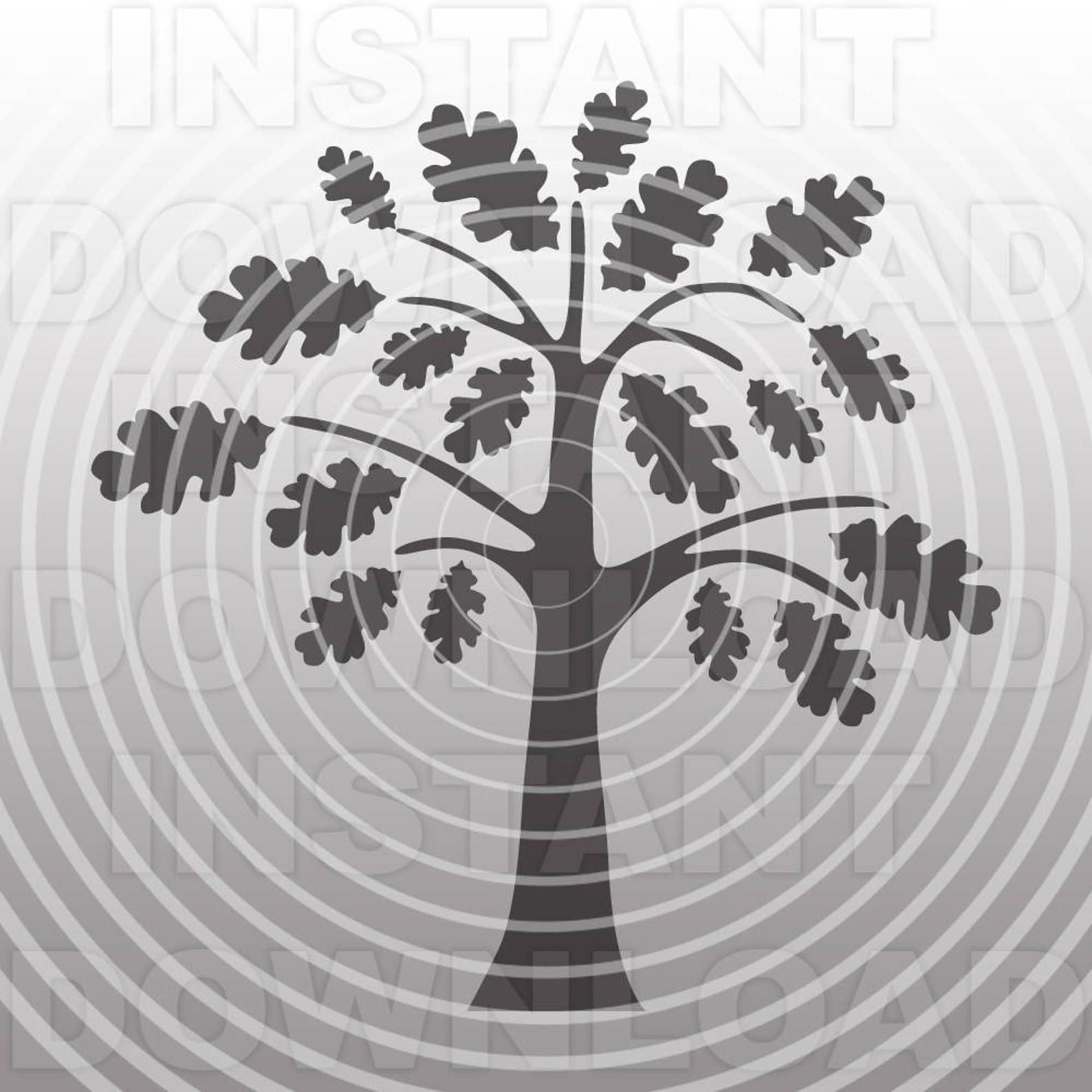 Oak Tree SVG File,oak Leaves SVG File-cutting Template-vector Clip Art ...