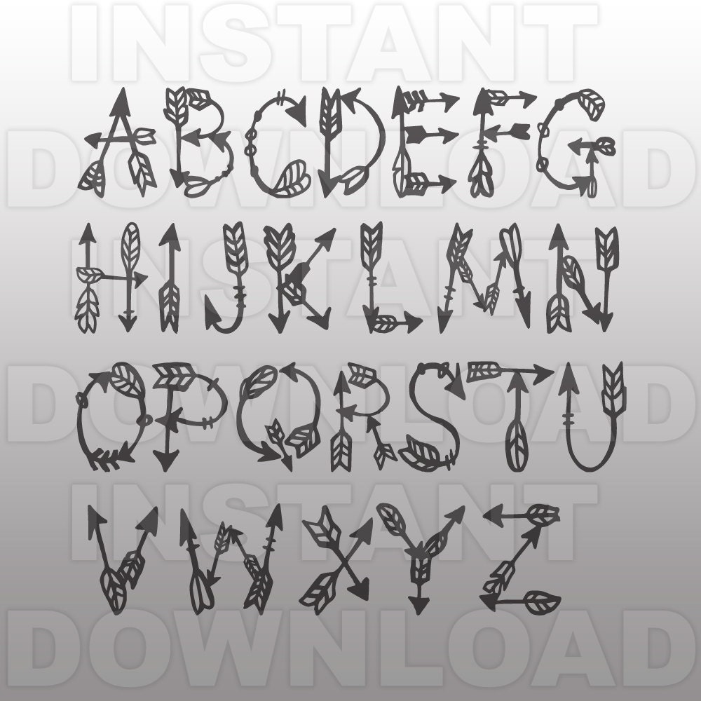 Arrow Font SVG File - Tribal Arrows Alphabet SVG File - Letters SVG ...