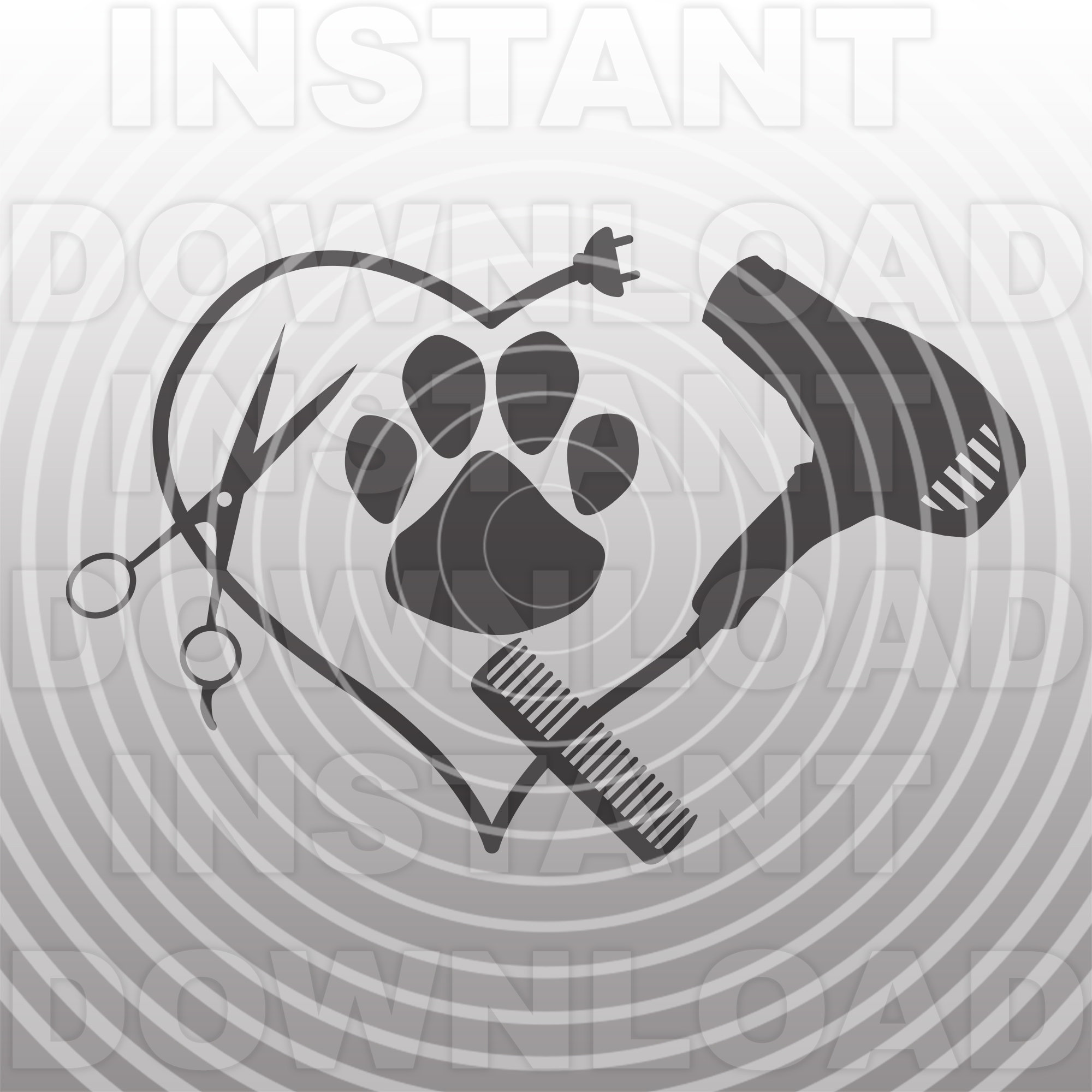 Dog Groomer svgDog Grooming Hair Dryer Heart SVG Vector Art | Etsy