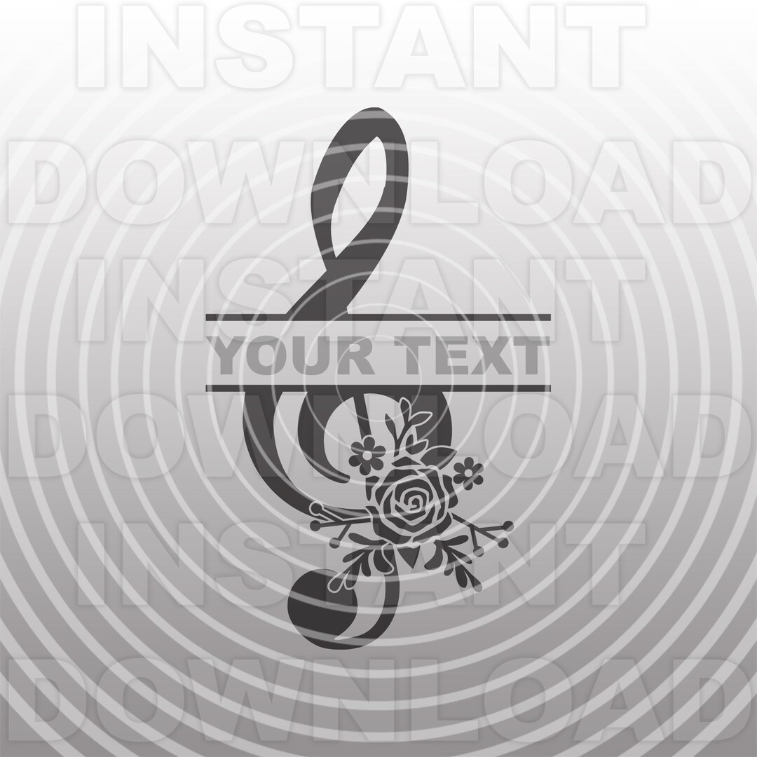 Floral Treble Clef Split Monogram SVG File,music Lover Svg,musician Svg ...
