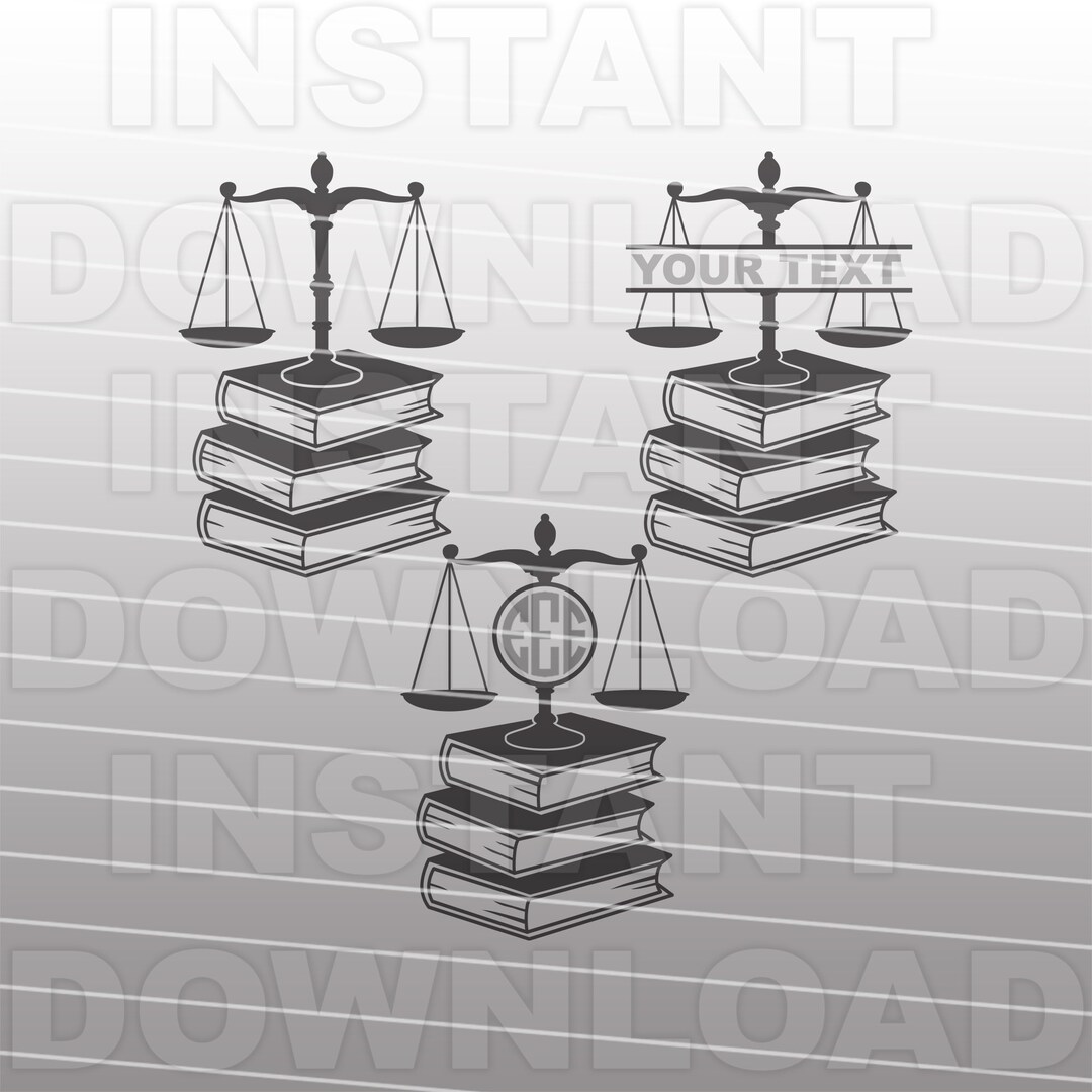 Attorney Lawyer Scales of Justice SVG File,stack of Law Books SVG ...