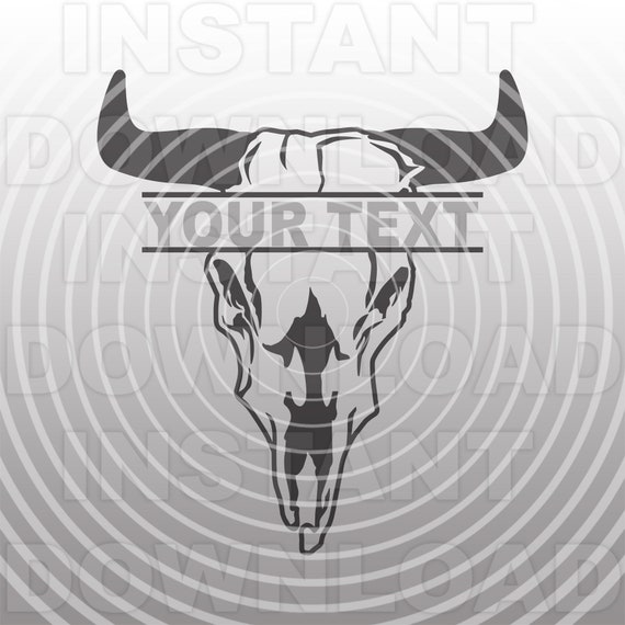 Cow Skull Split Monogram SVG Filecattle SVG vector Clip Art - Etsy