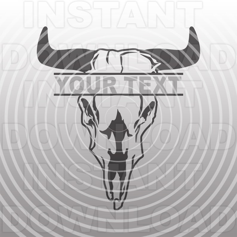 Cow Skull Split Monogram SVG Filecattle SVG vector Clip Art - Etsy