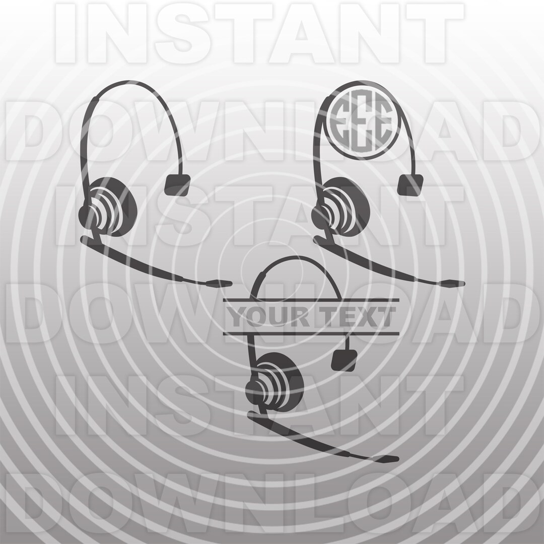 Telephone Headset With Microphone SVG File,call Center Headset SVG ...