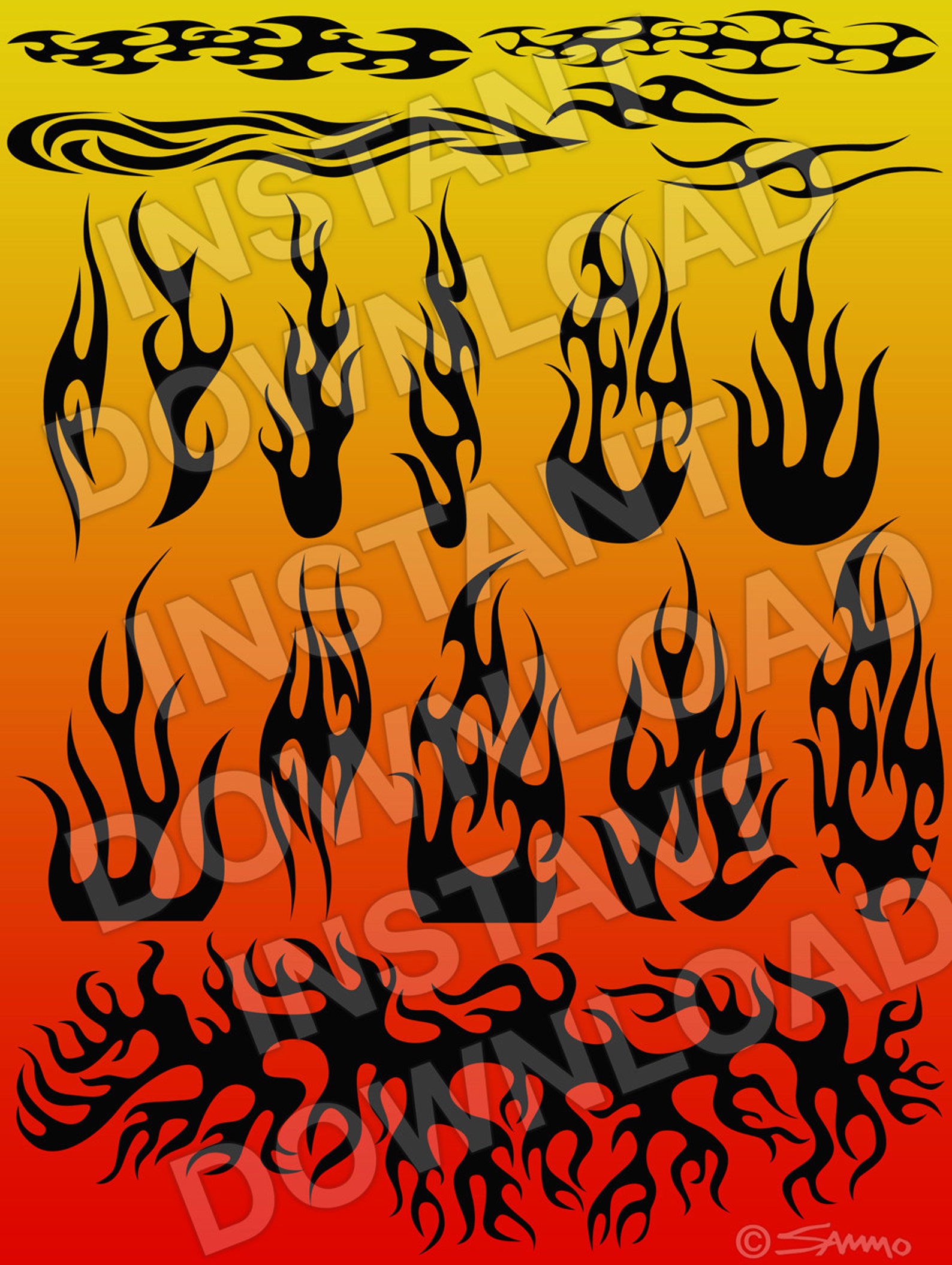 Flames & Tribal Flames SVG File Laser Cutting Pattern Value | Etsy