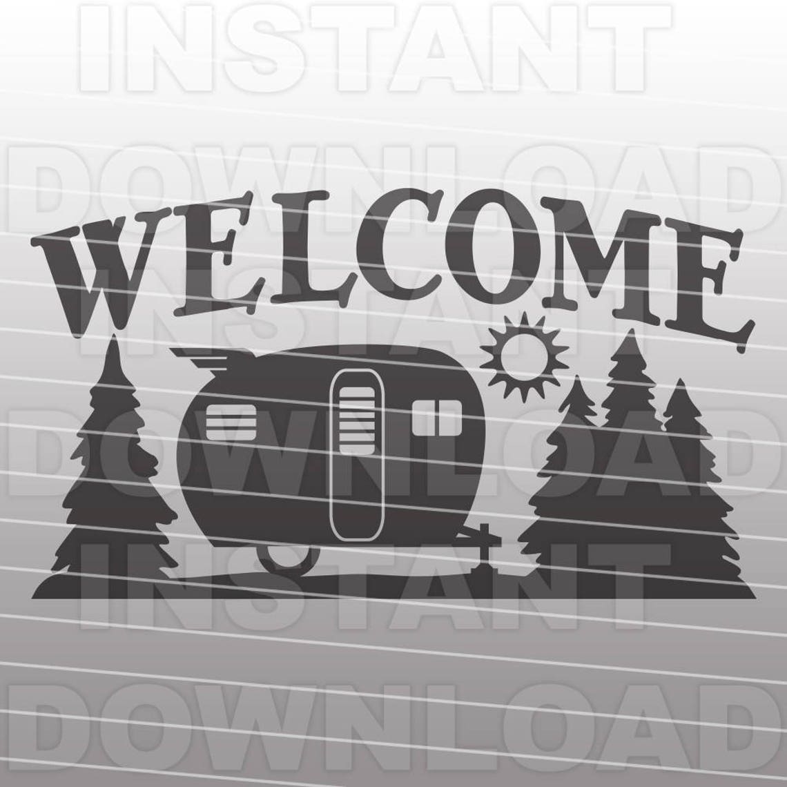 Retro Camper Welcome Campsite Sign SVG File -commercial & Personal Use ...