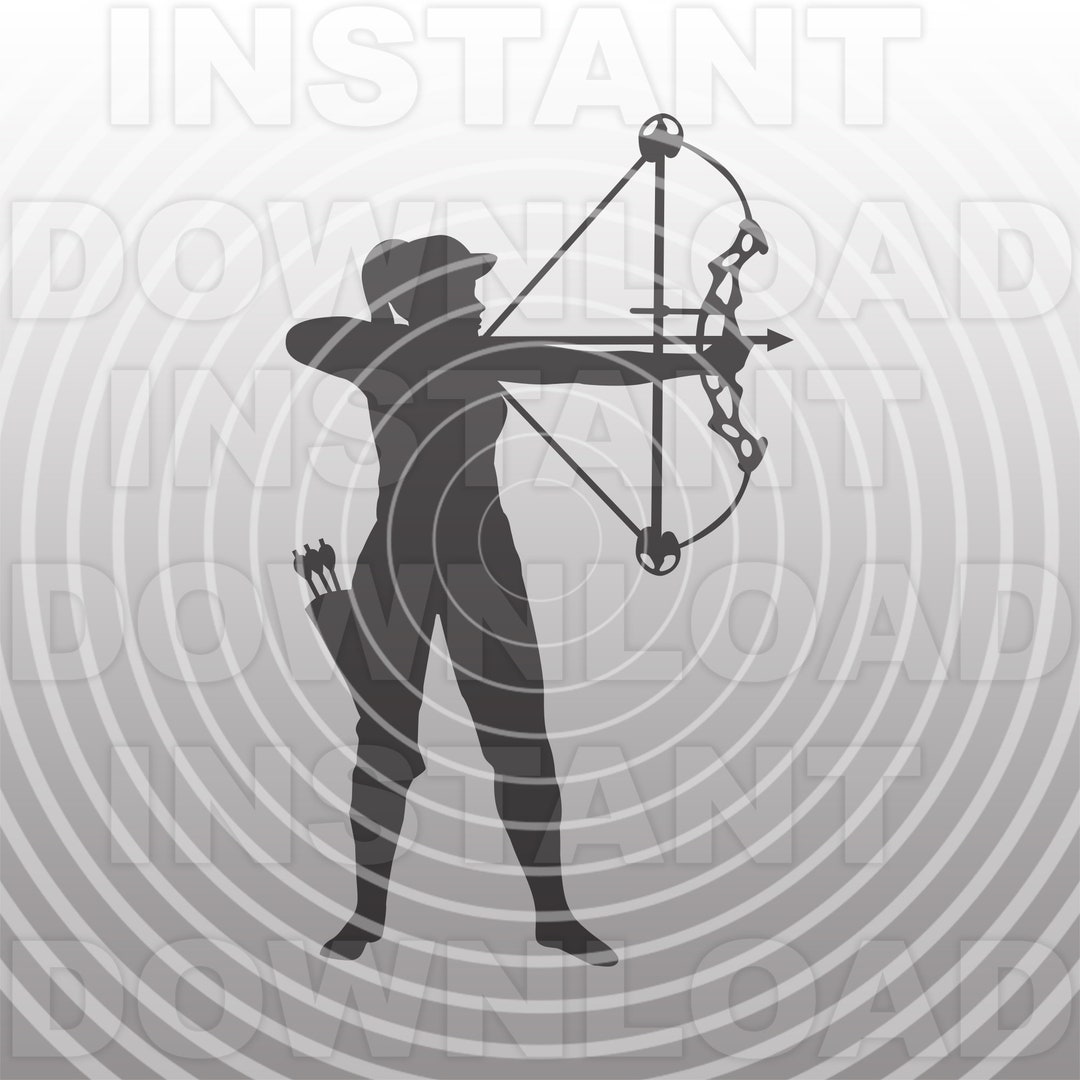 Female Woman Girl Bowhunter Aiming Compound Bow SVG File,female ...