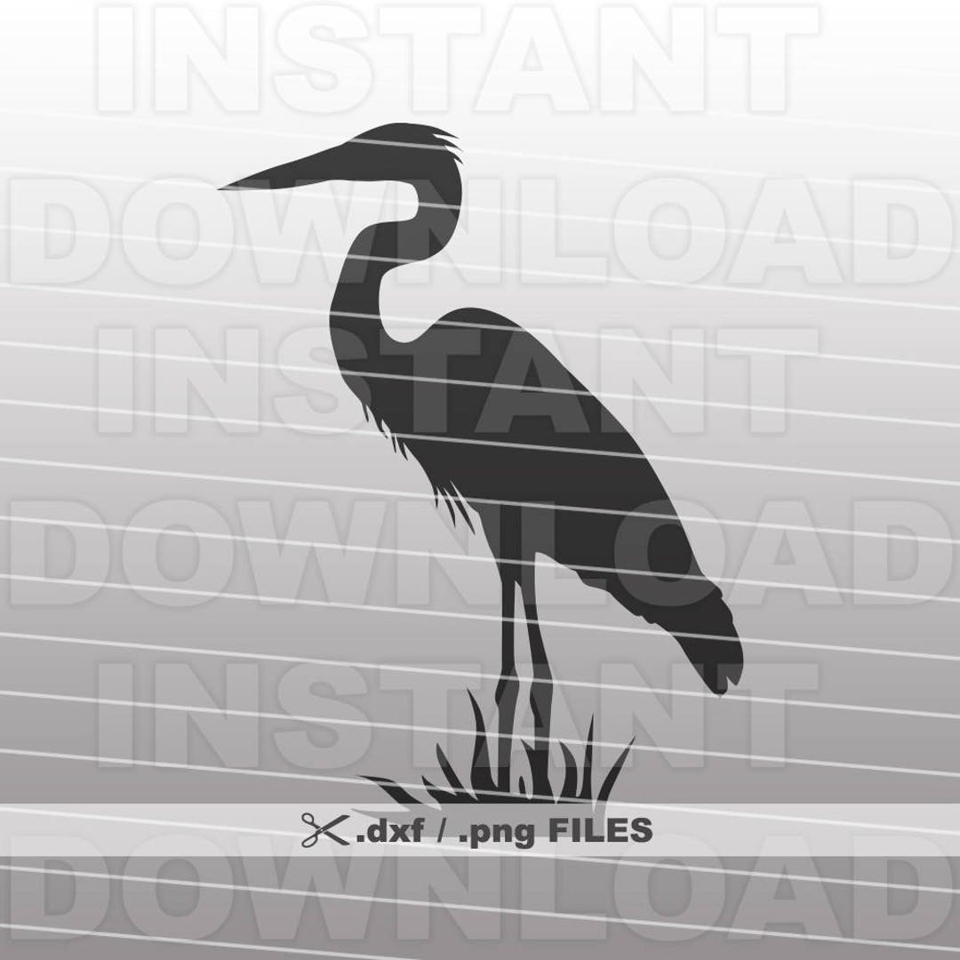 Great Blue Heron DXF File,lake Life DXF -commercial & Personal Use- Png ...